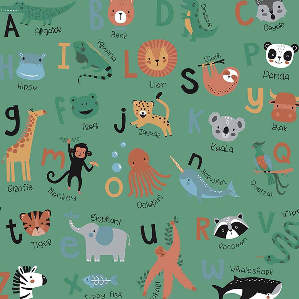 Riley Blake - Flannel - Alphabet Zoo - Dani Mogstad - Letters - Green ...