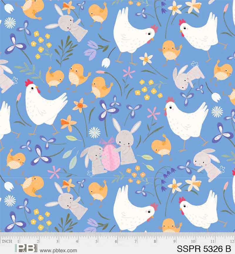 P&B Textiles - Sweet Spring By Debbie Monson - Animals Allover - Blue ...