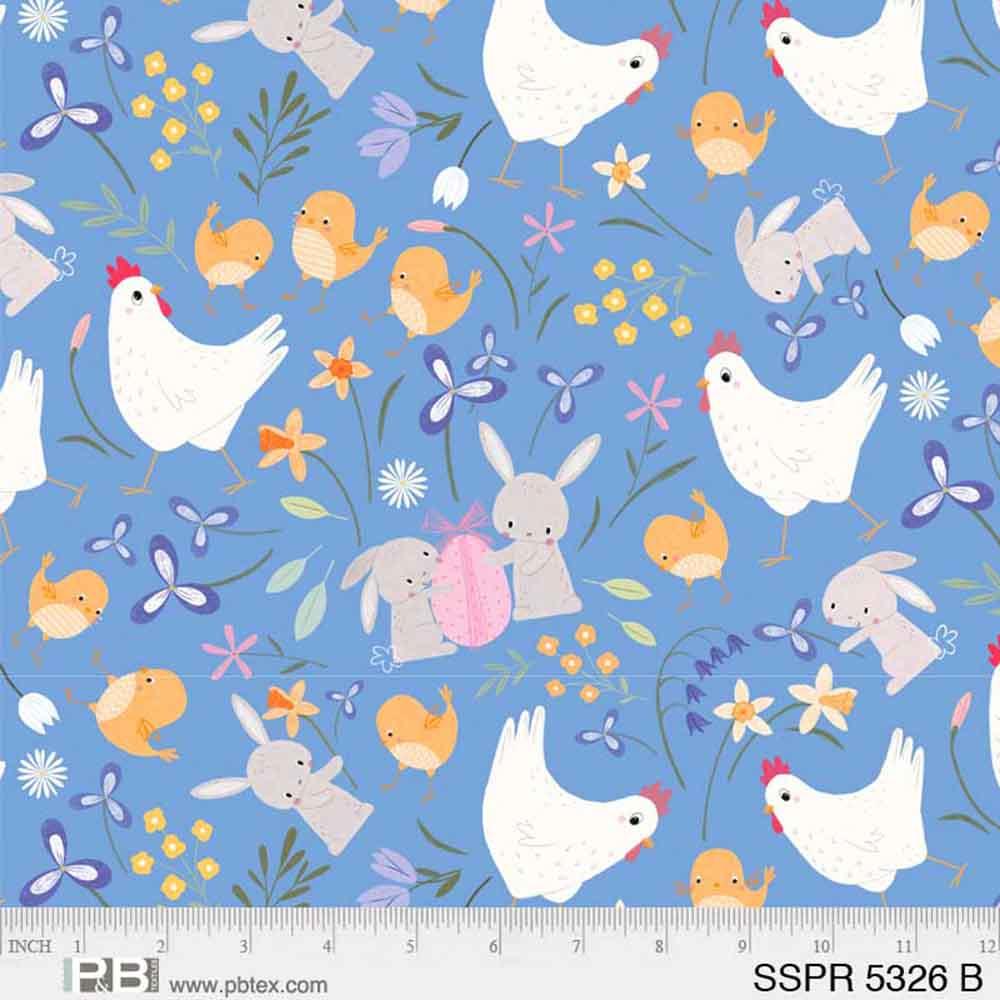 P&B Textiles - Sweet Spring By Debbie Monson - Animals Allover - Blue ...