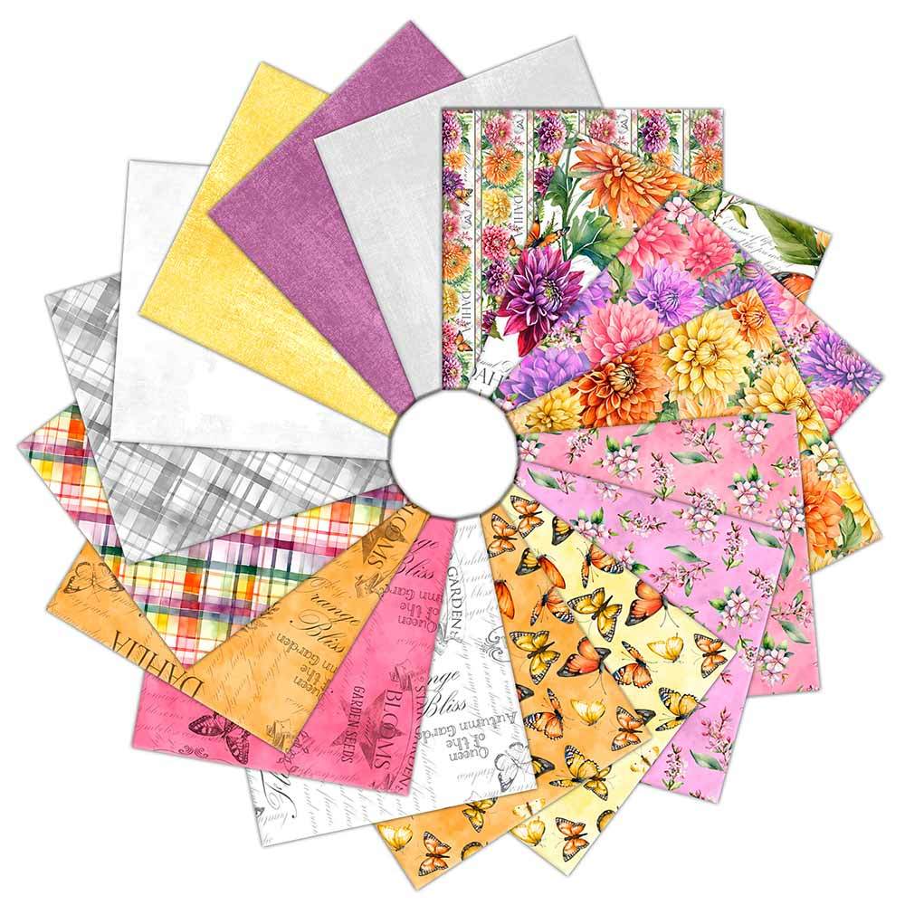 Dahlia Botanica - Nancy Mink - Wilmington Fabrics - 17-Pieces - Fat Qu ...