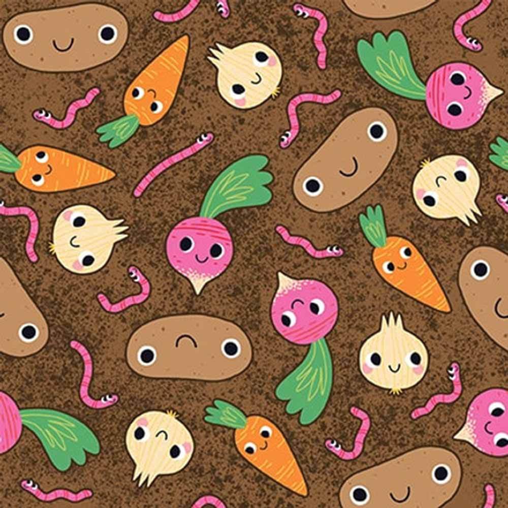 StudioE Fabrics - Let It Grow by Mel Matthews - Root Veggies - Brown ...