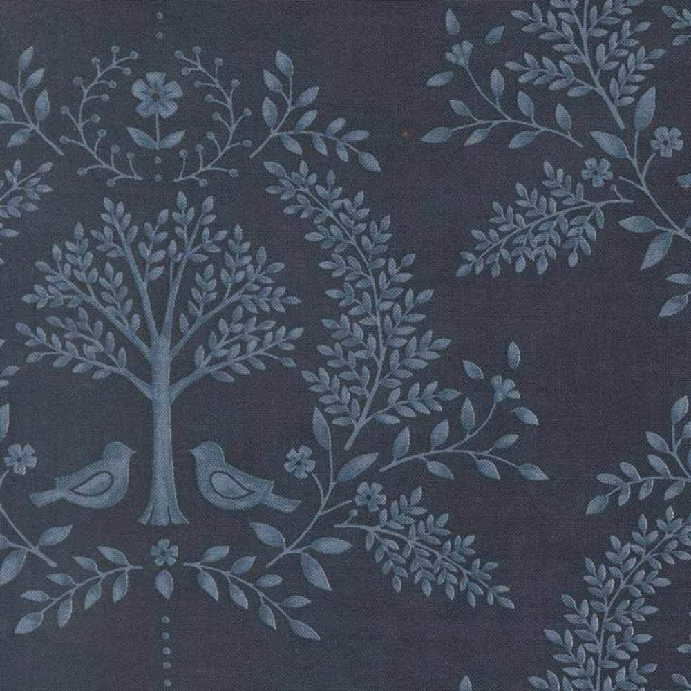 Moda Fabrics - Family Tree by Deb Strain - Damask Birds - Dark Blue ...