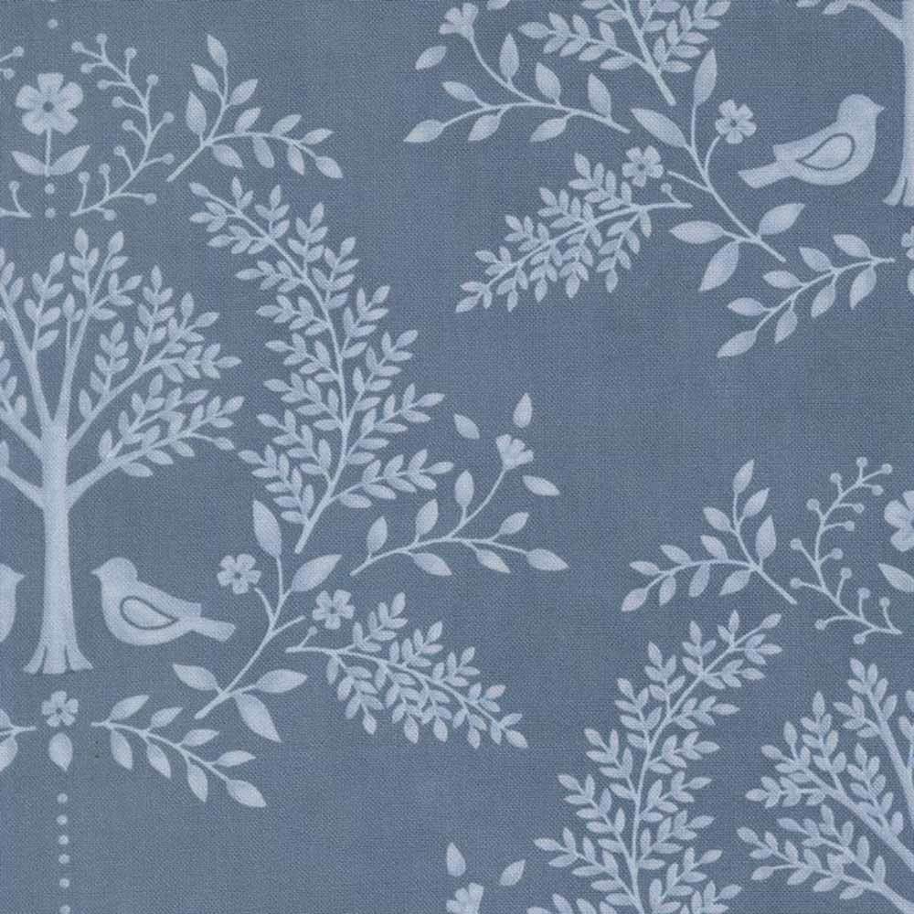 Moda Fabrics - Family Tree by Deb Strain - Damask Birds- Medium Denim ...