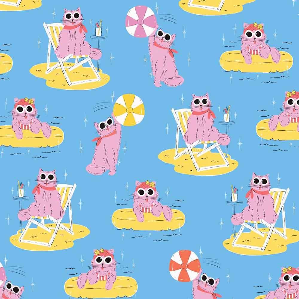 Cloud9 Fabrics - Poolside Purrfection by Krissy Mast - Organic Cotton ...