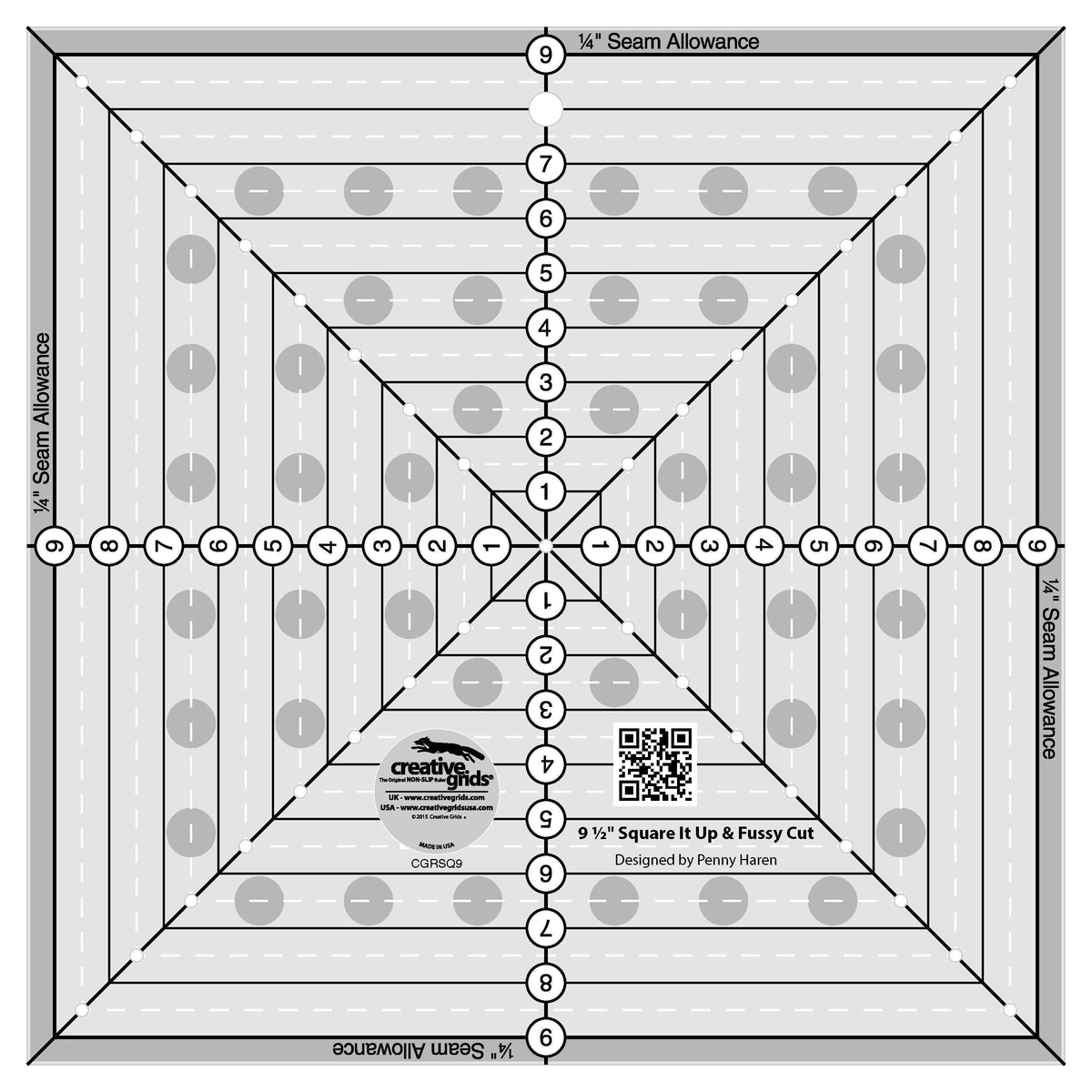 Creative Grids 9 1/2" Square It Up & Fussy Cut Ruler – Keepsake Quilting