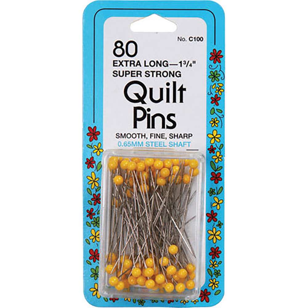 Collins 80 Extra Long 1 3/4" Super Strong Quilt Pins Yellow Head ...
