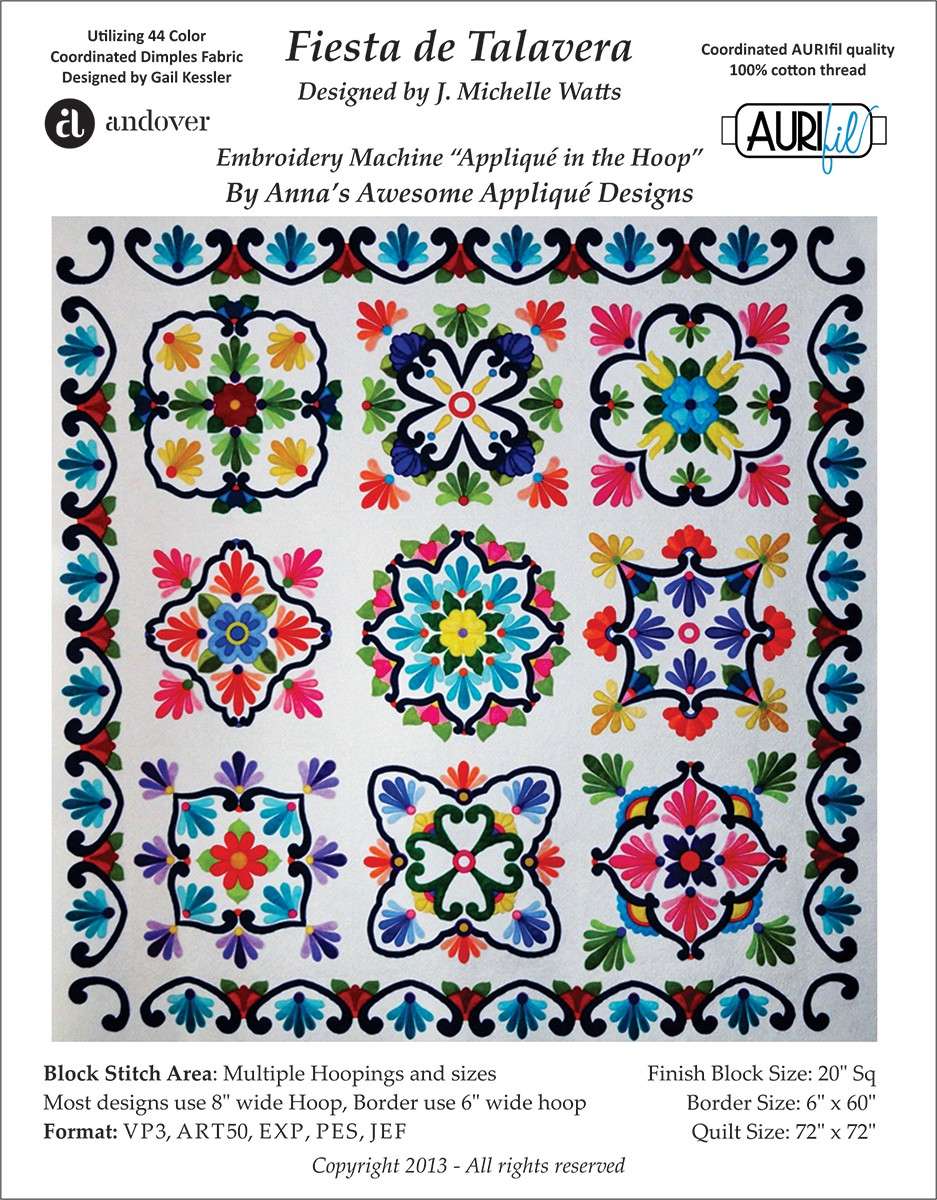 Fiesta de Talavera- Machine Embroidery USB by J. Michelle Watts ...