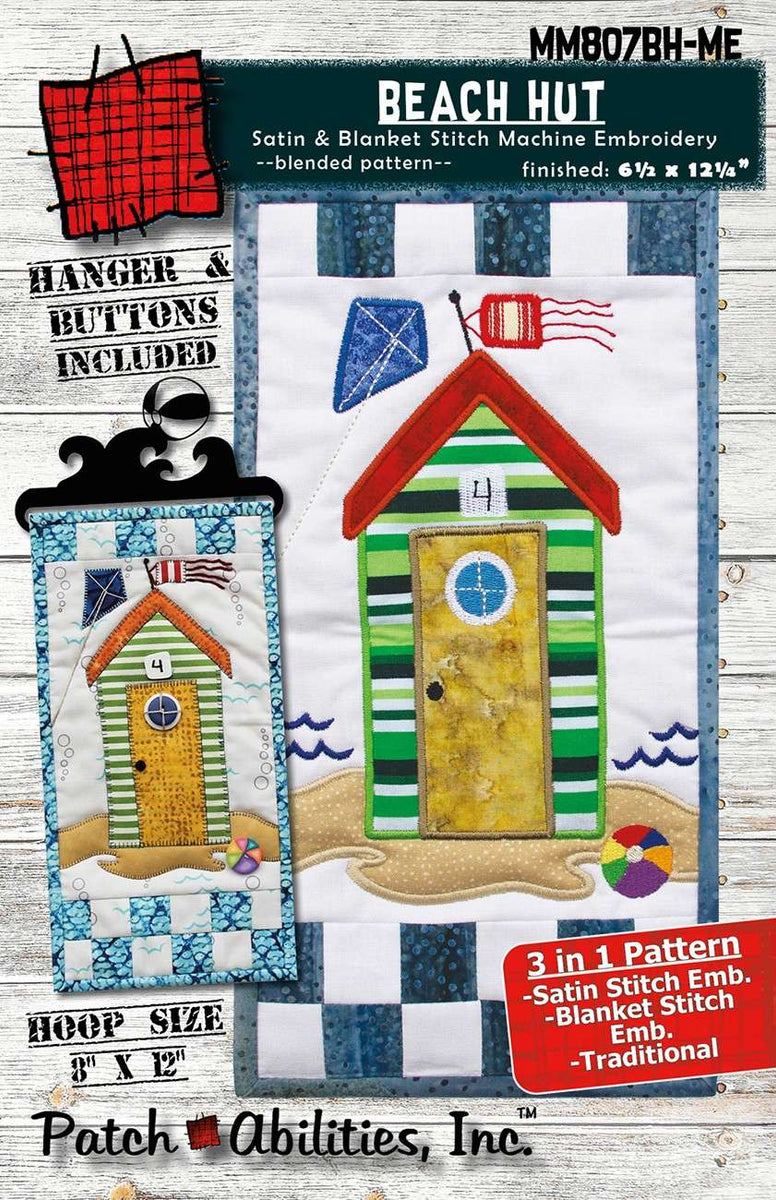 Beach Hut Pattern with Buttons and Hanger Machine Embroidery Version ...