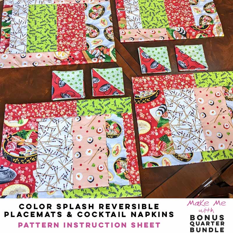 Color Splash Reversible Placemats and Cocktail Napkins - 8-Piece Bonus ...