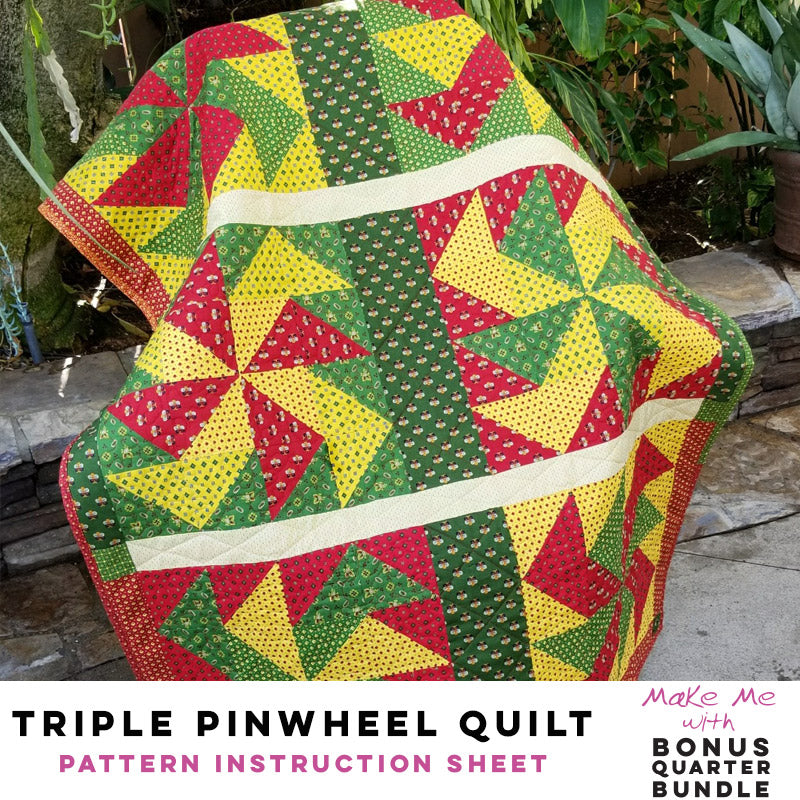 Triple Pinwheel Quilt - 10-Piece Bonus Quarter Bundle Pattern ...